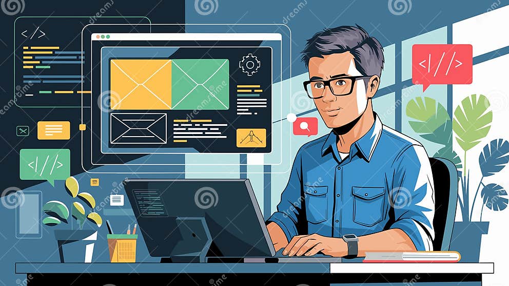 Web Development Concept with Programmer Engineering and Coding Website on Augmented Reality ...