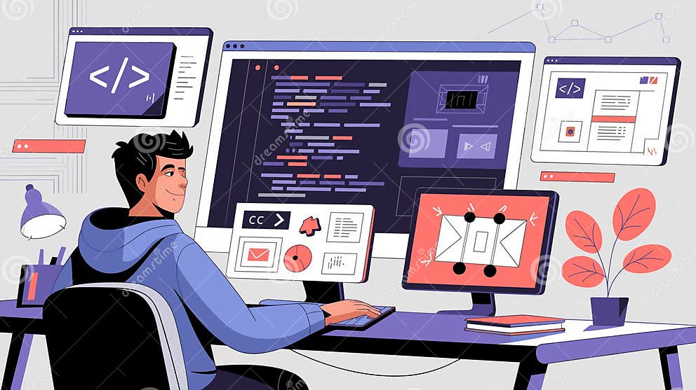 Web Development Concept with Programmer Engineering and Coding Website ...