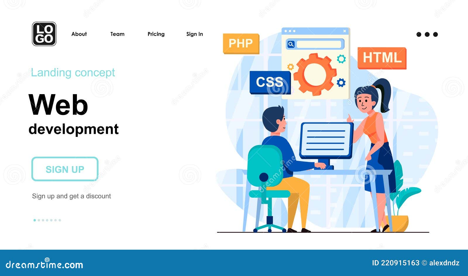 Web Development Web Concept. Programmers Coding Code Stock Vector ...