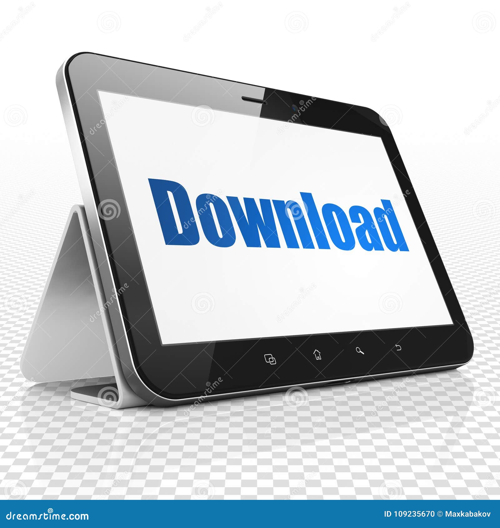 Web Development Concept: Tablet Computer with Download on Display Stock ...