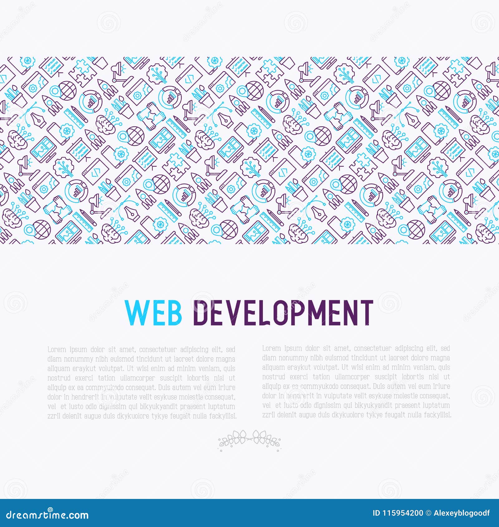 Web Development Concept with Thin Line Icons Stock Vector ...