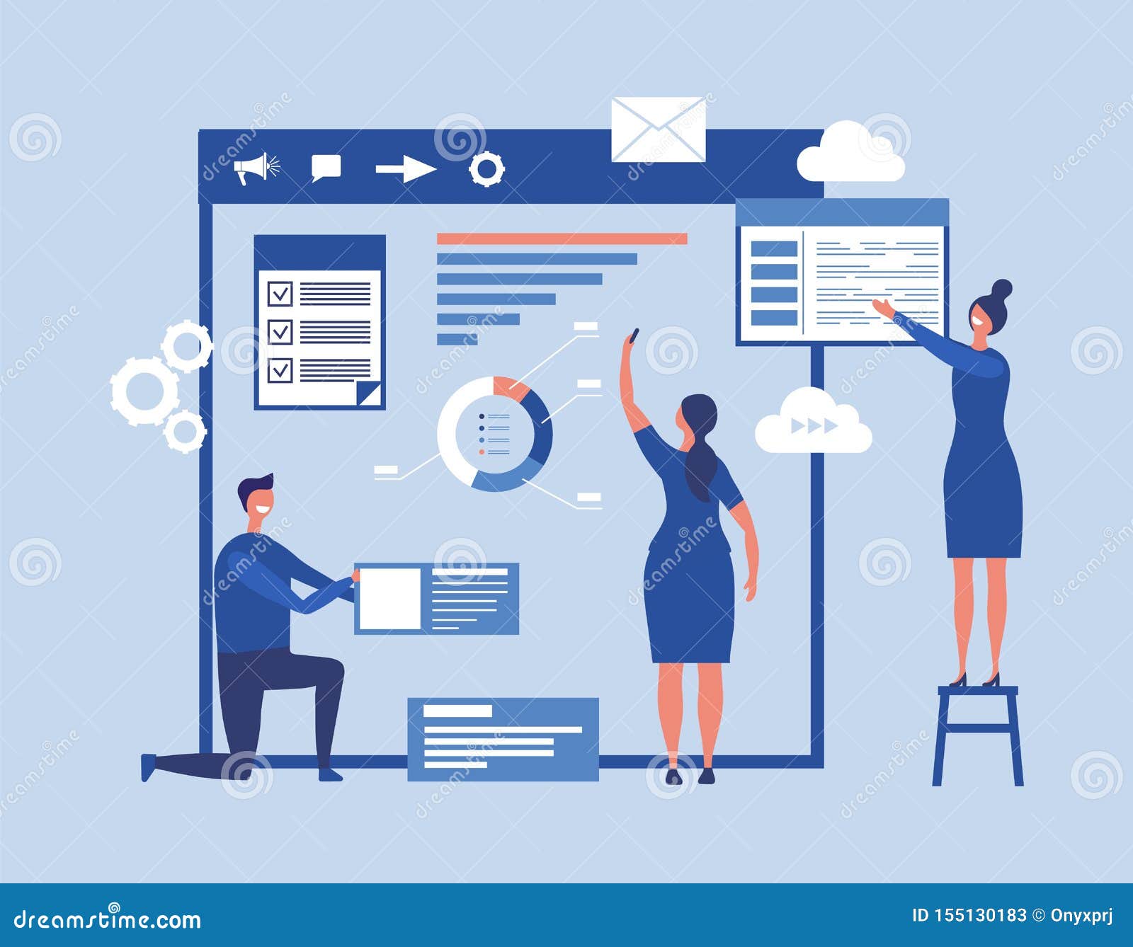 Web Development Concept. Vector Interface Designers Create a Web Page ...