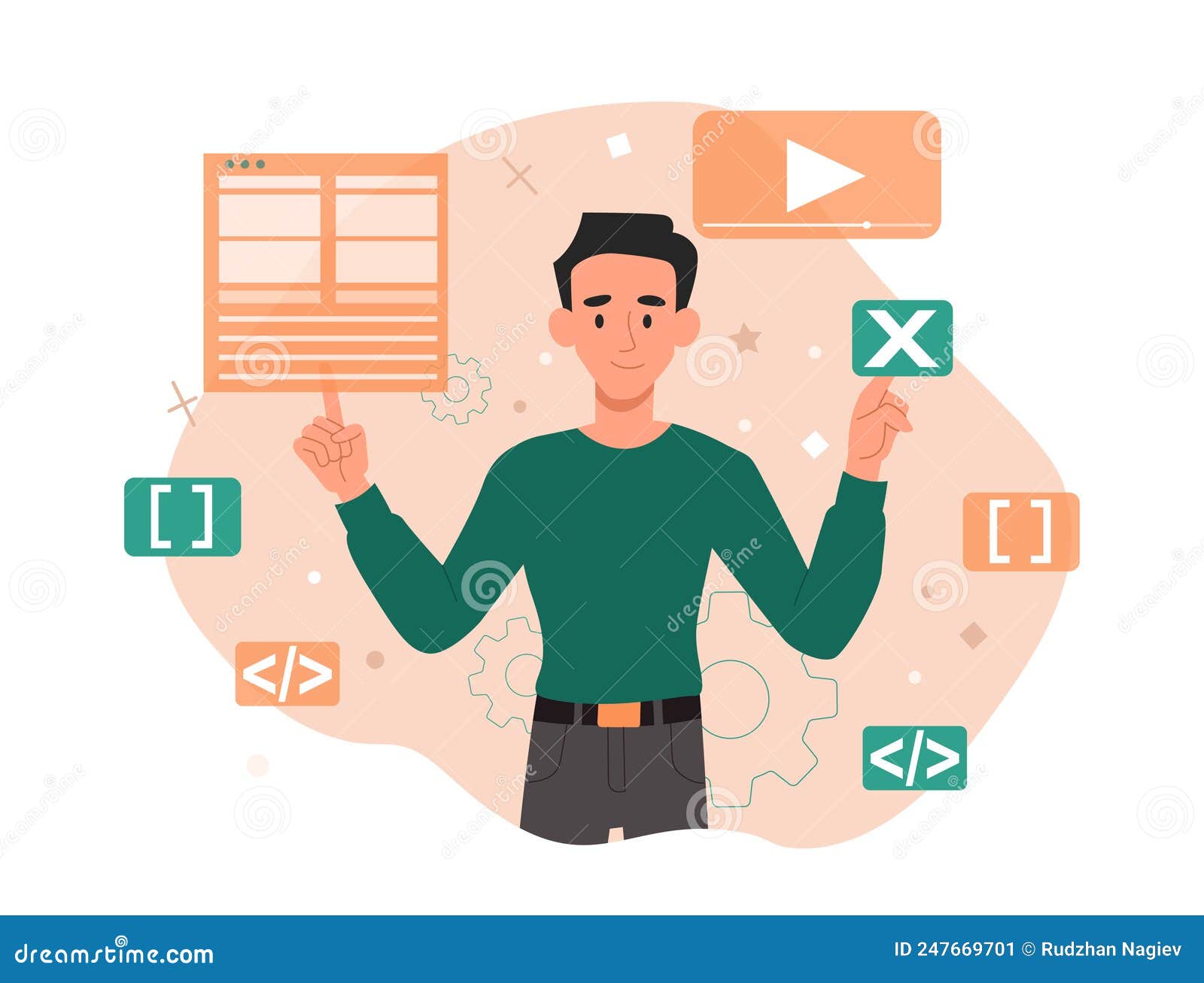 Programmer Develops Program Code, Illustration. Generative Ai Royalty-Free Cartoon ...