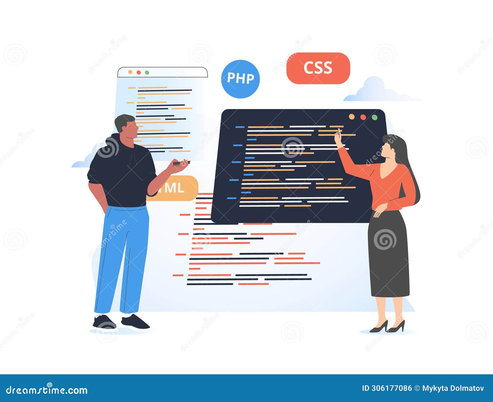 Web Development Creating Mobile Web Page Programmers Making Website Female And Male Developers