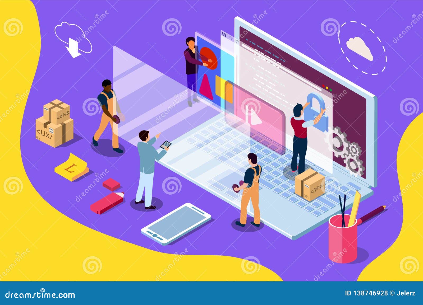 Web Development Design Concept with Character and Text Place. Stock ...