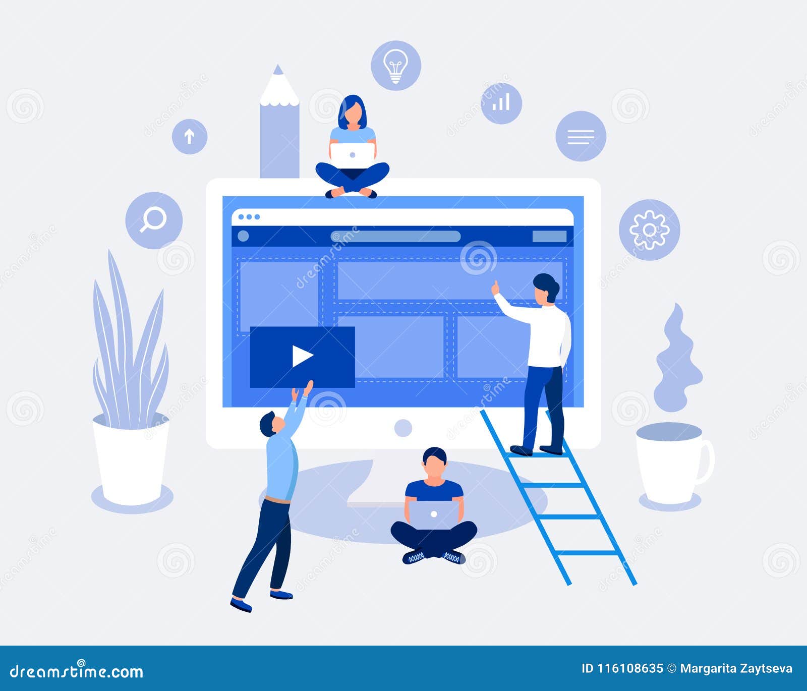 Web Development Design Concept. Stock Vector - Illustration of construction, flat: 116108635