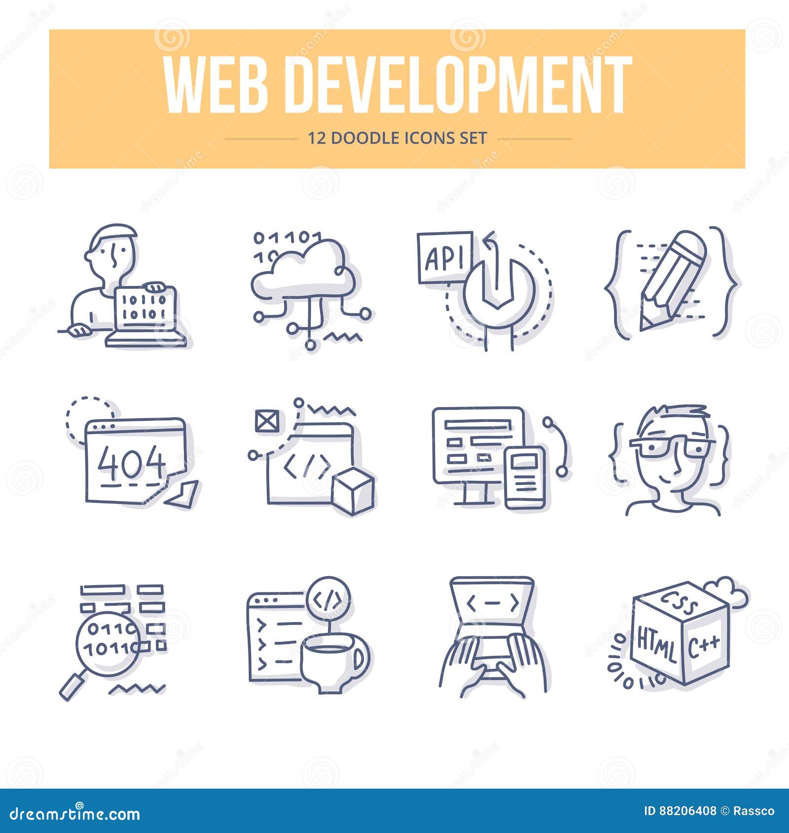 Web Development Doodle Icons Stock Vector - Illustration of application ... Web Development Doodle Icons Stock Vector - Illustration of application ...