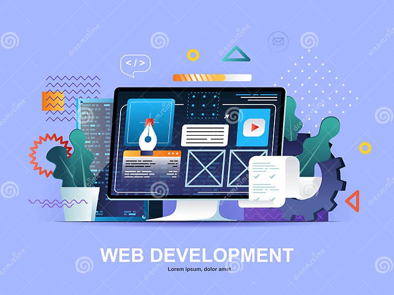Web Development Flat Concept with Gradients Stock Vector - Illustration of abstract, software ...