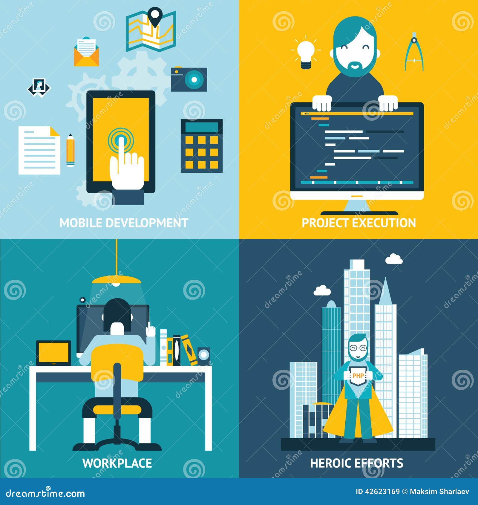 Web Development Flat Icons Stock Vector Illustration Of Design 42623169