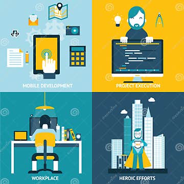 Web development flat icons stock vector. Illustration of design - 42623169