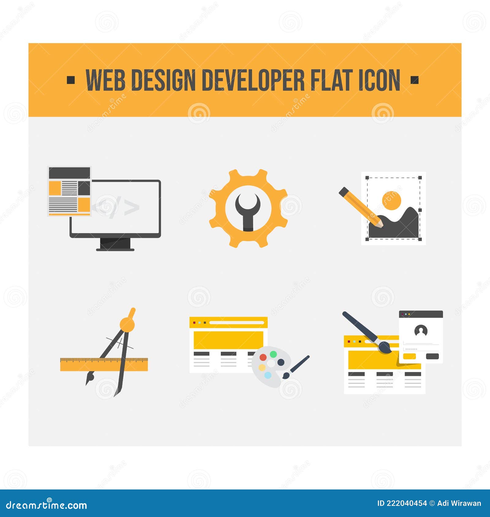 Web Development Flat Icons Vector Design Stock Vector - Illustration of ...