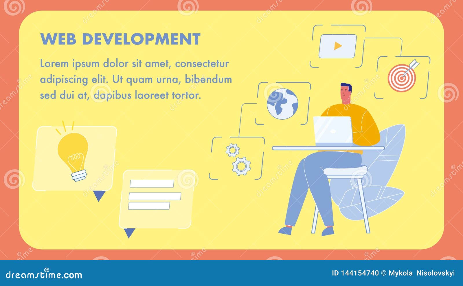 Web Development Flat Vector Web Banner Template Stock Vector ...