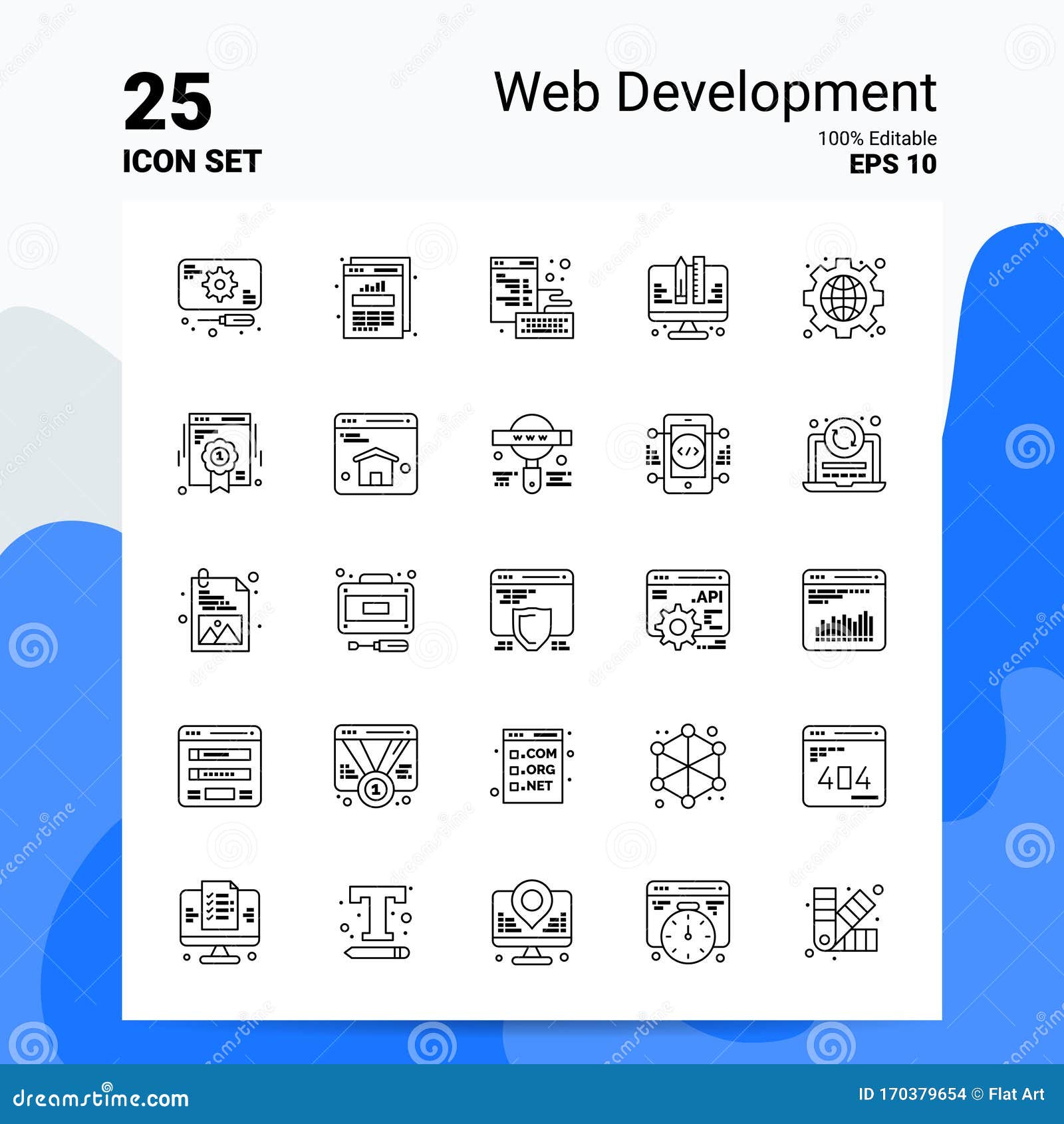25 Web Development Icon Set. 100 Editable EPS 10 Files Stock Vector ...