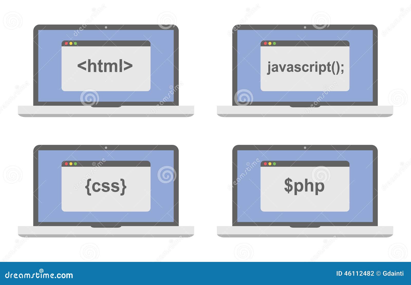 Web Development Icon Set - Laptop Screen Shows Stock Vector ...