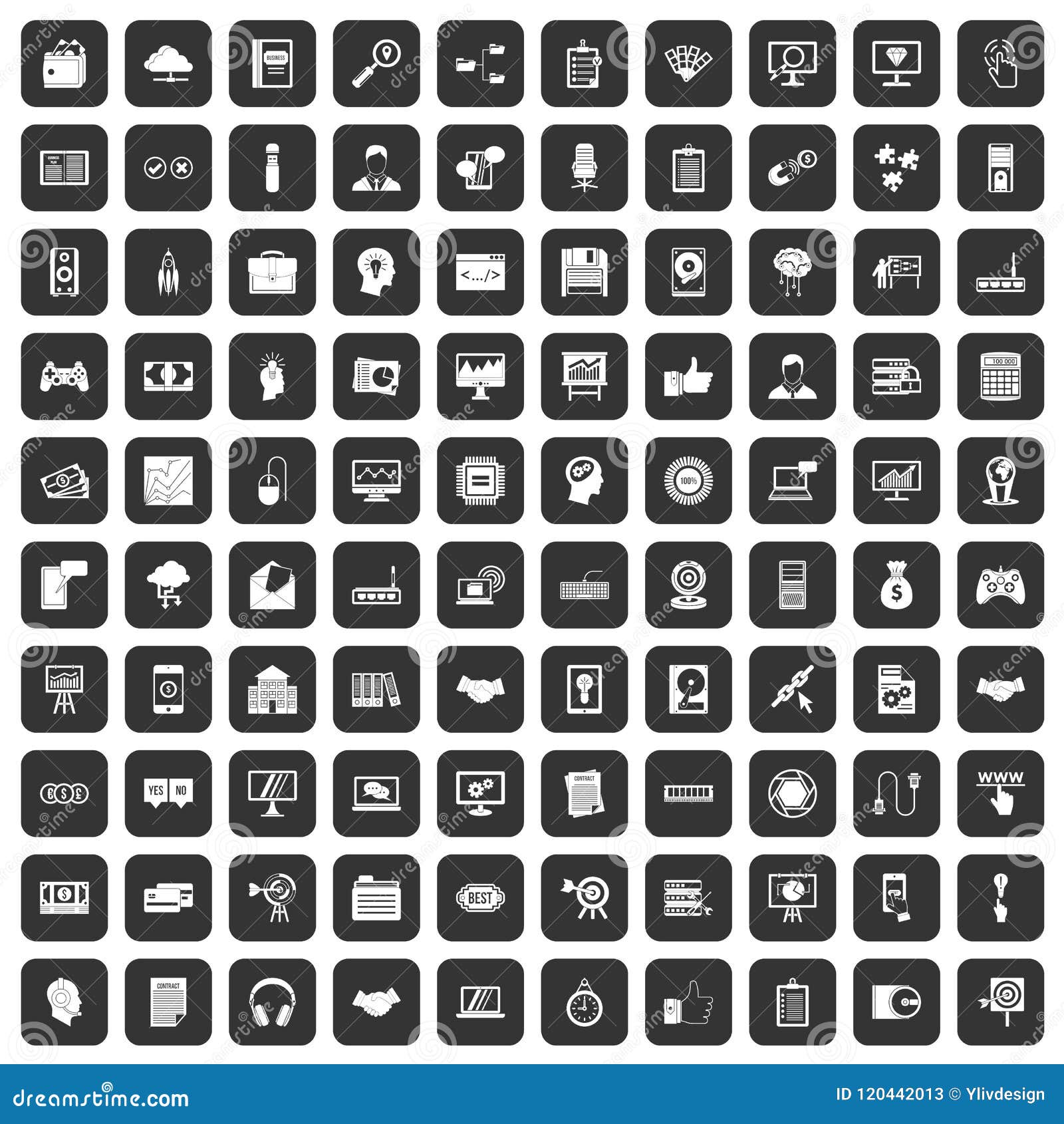100 Web Development Icons Set Black Stock Vector - Illustration of ...