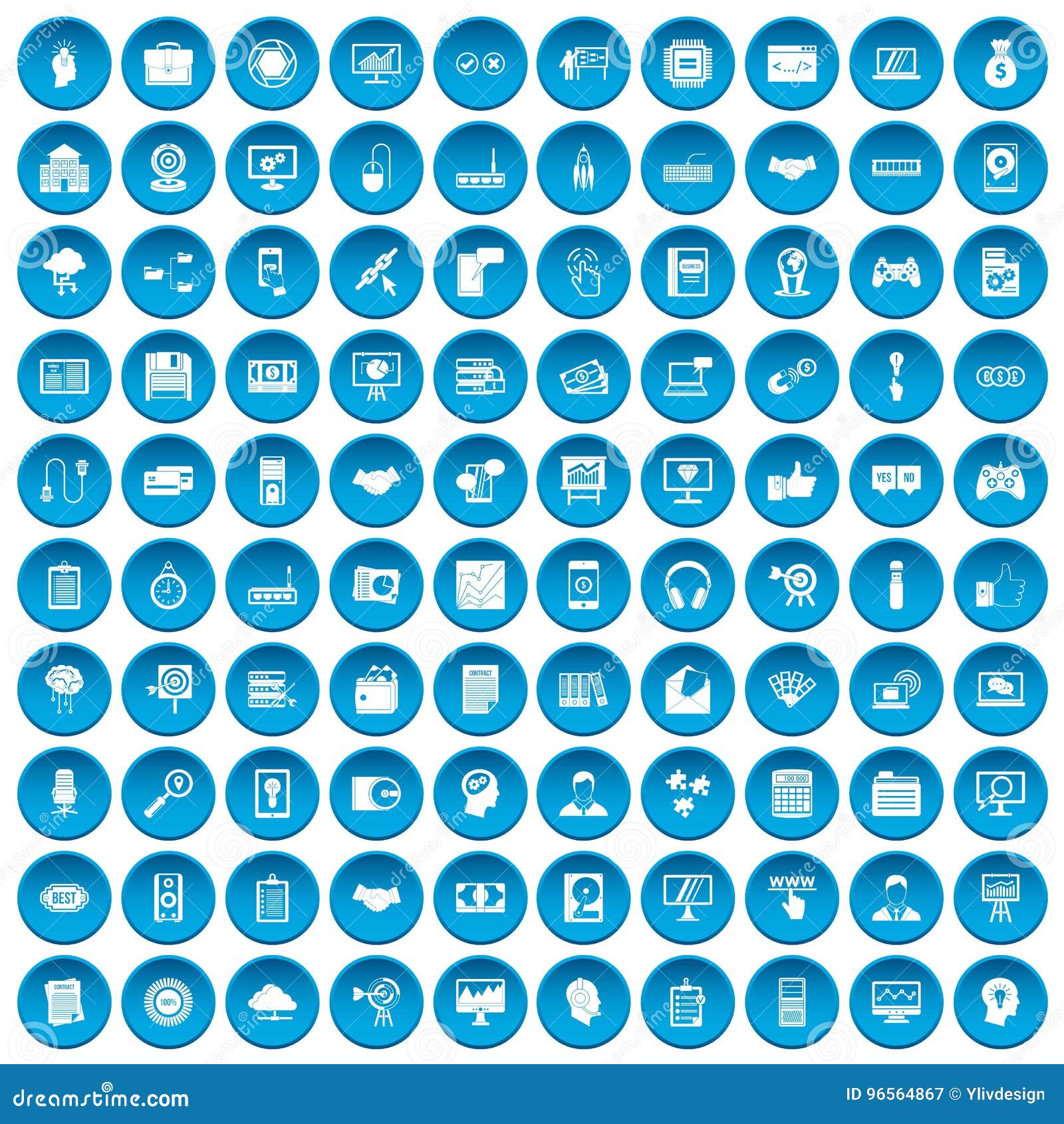 100 Web Development Icons Set Blue Stock Vector - Illustration of ...
