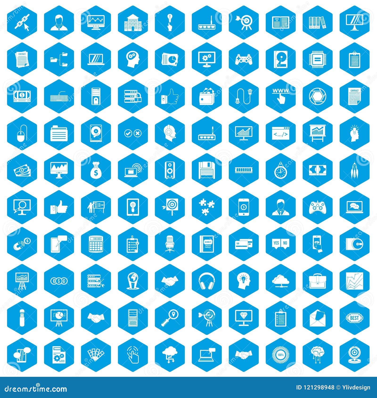 100 Web Development Icons Set Blue Stock Vector - Illustration of ...