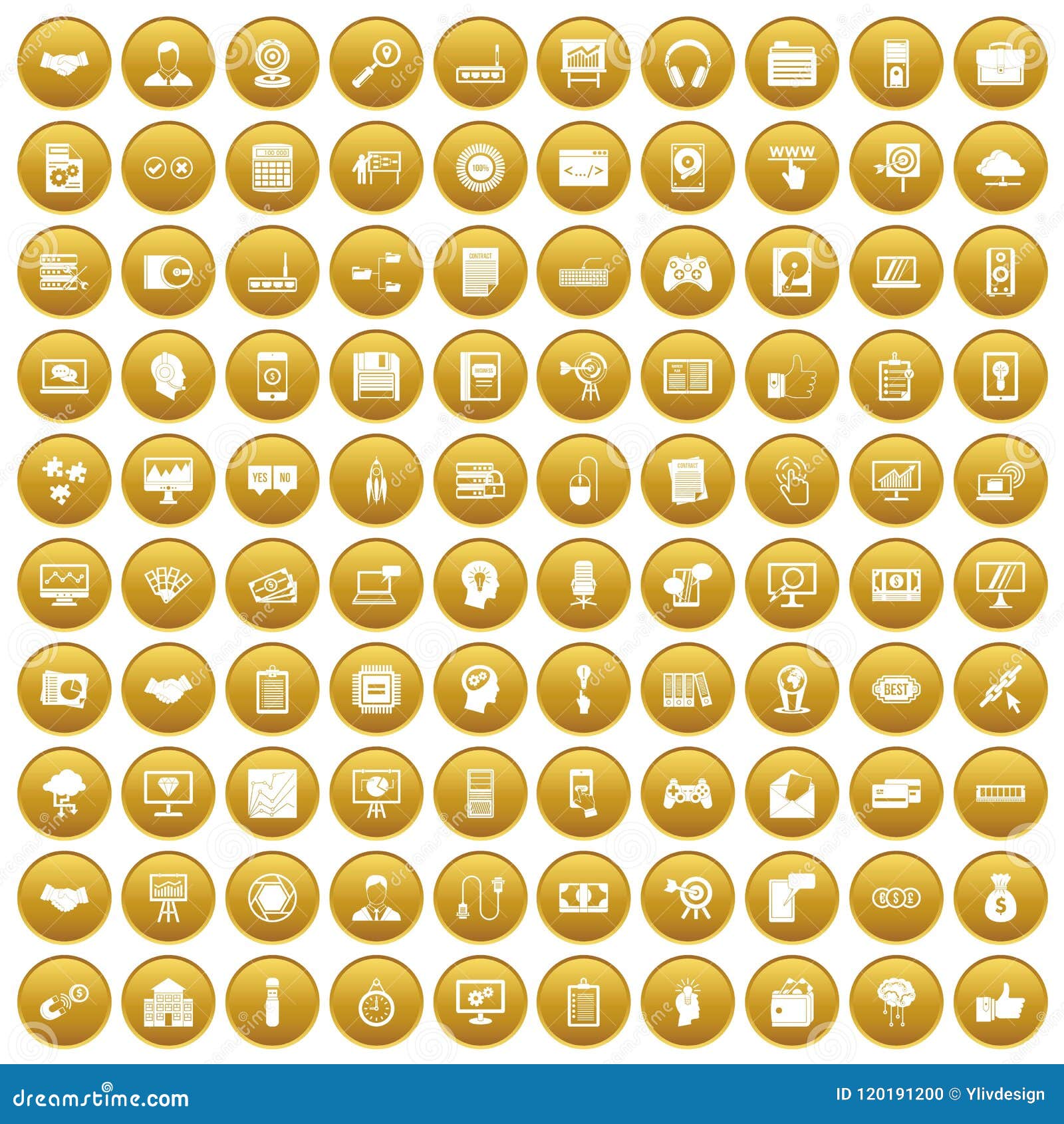100 Web Development Icons Set Gold Stock Vector - Illustration of ...