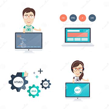 Web Development Icons Set stock vector. Illustration of code - 51714753