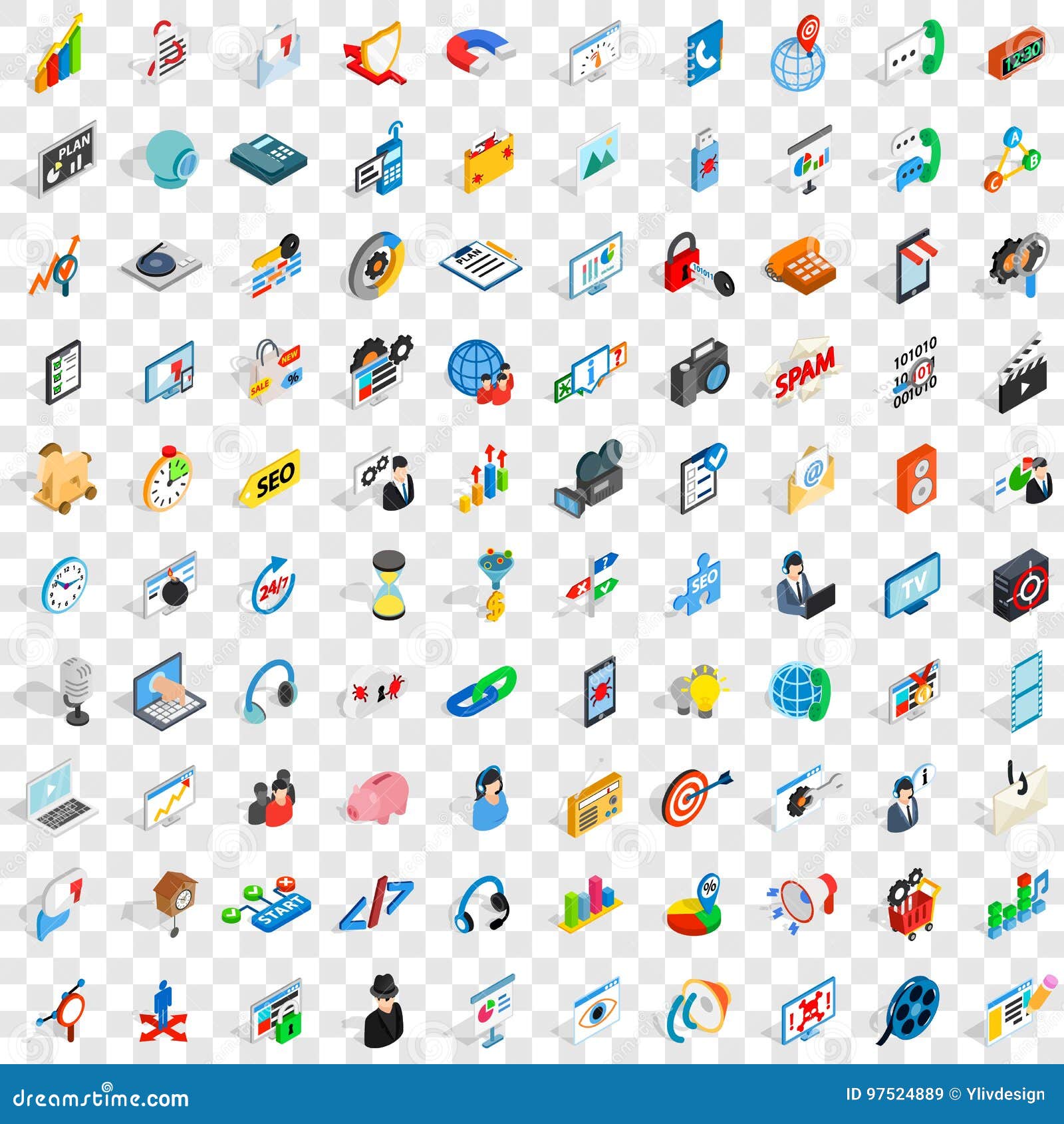 100 Web Development Icons Set, Isometric 3d Style Stock Vector ...
