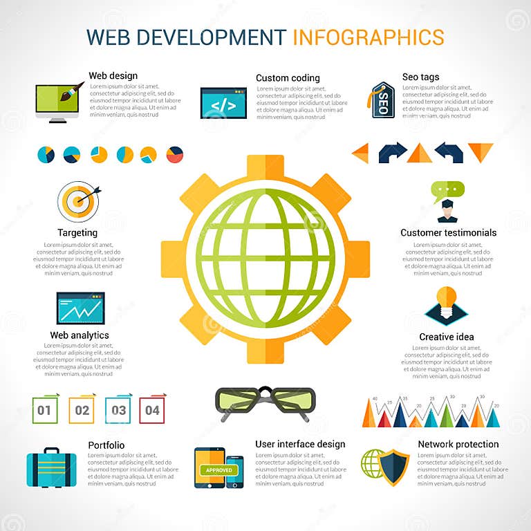 Web Development Infographics Stock Vector - Illustration of company ...