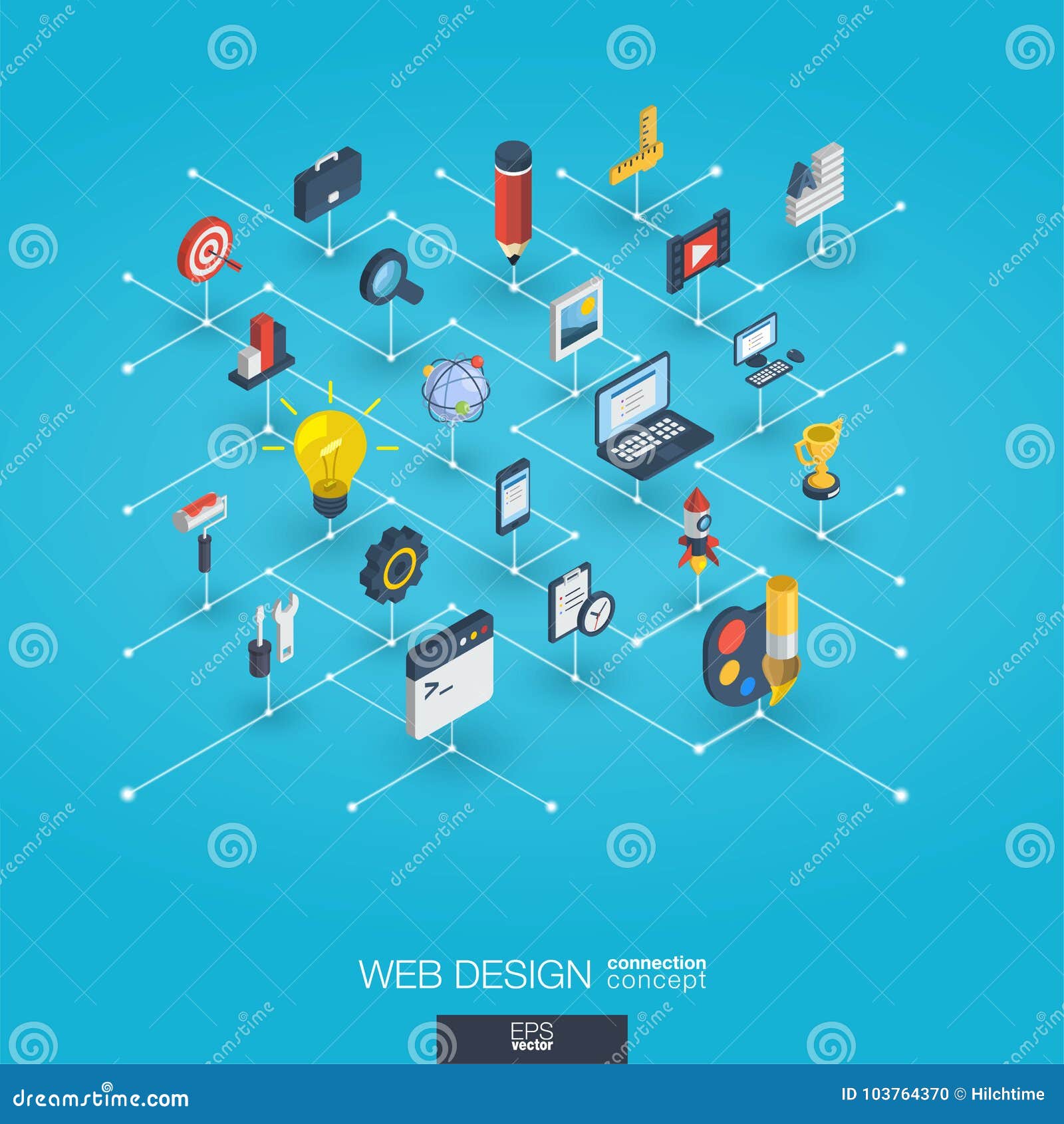 Web Development Integrated 3d Icons. Digital Network Isometric Interact ...