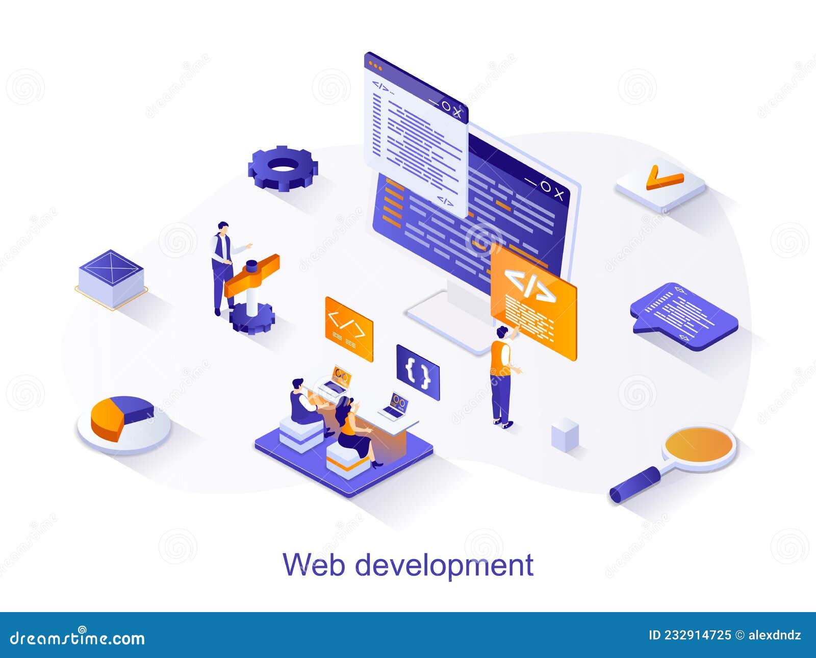 Web Development Isometric Web Concept. Stock Vector - Illustration of internet, management ...