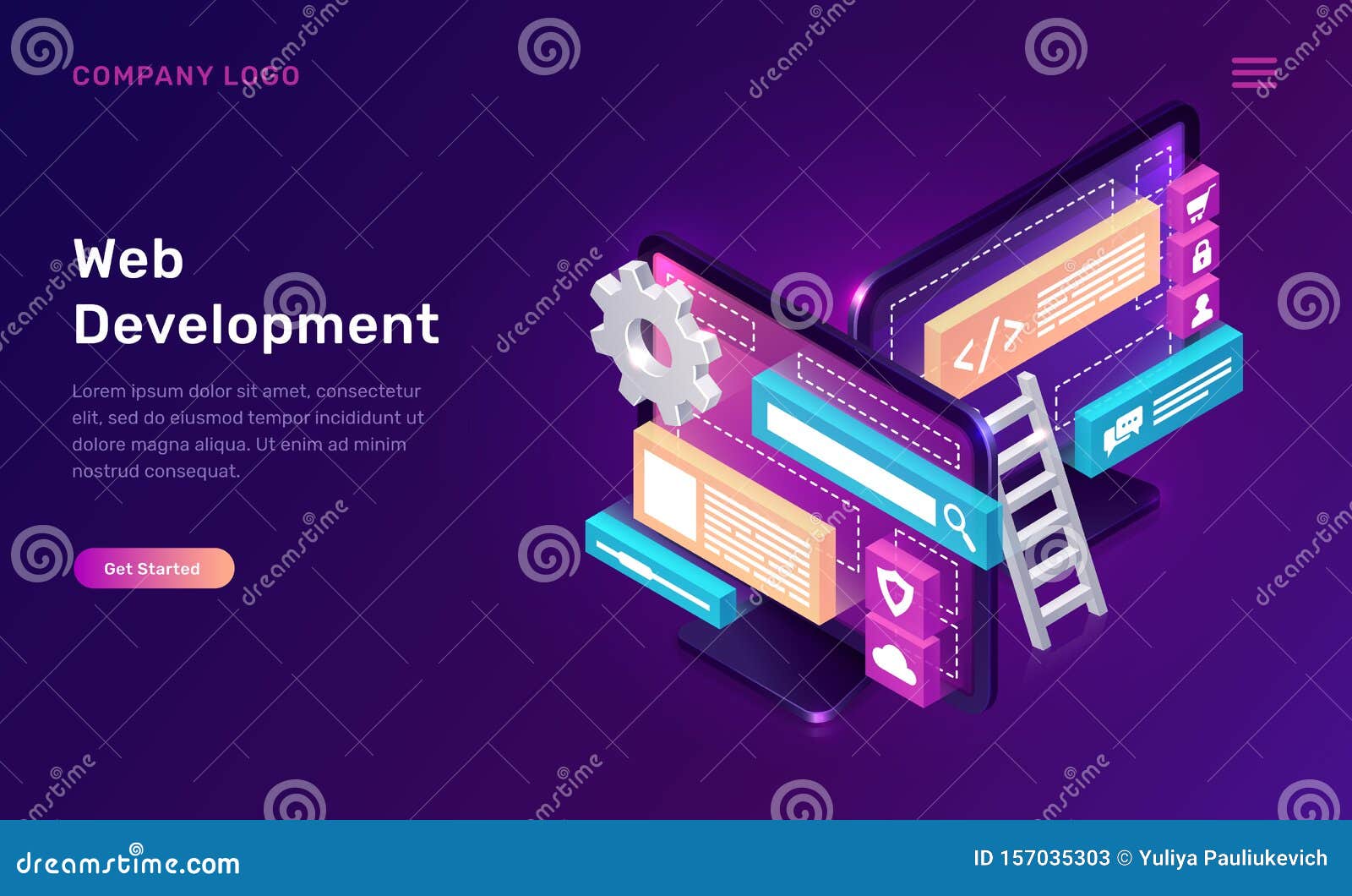 Web Development Isometric Concept Stock Vector - Illustration of ...