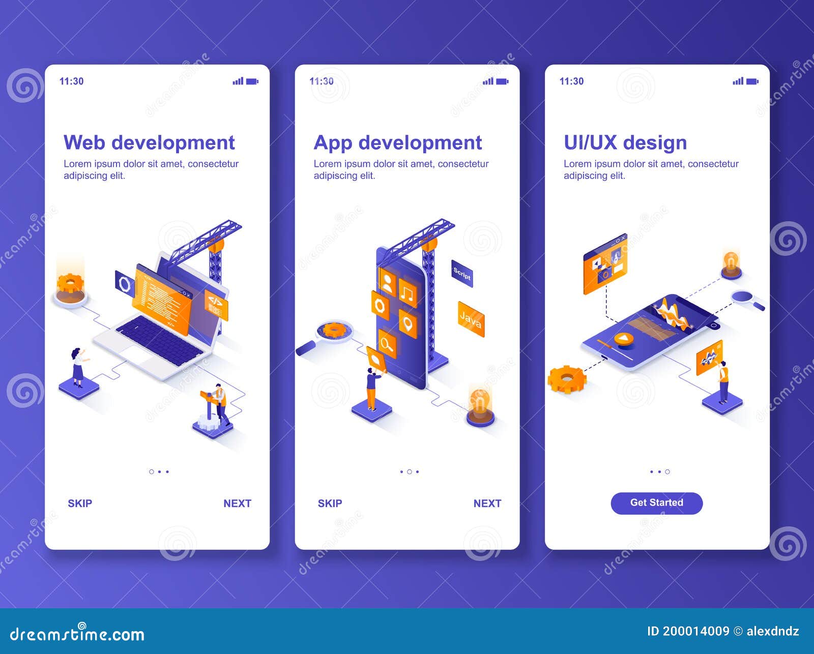 Web Development Isometric GUI Design Kit. Stock Vector - Illustration ...