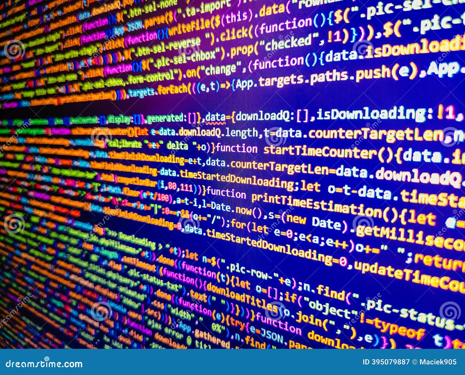 Lines Of Html Code Visible. Coding Programmer Abstract Background. Software Developer ...