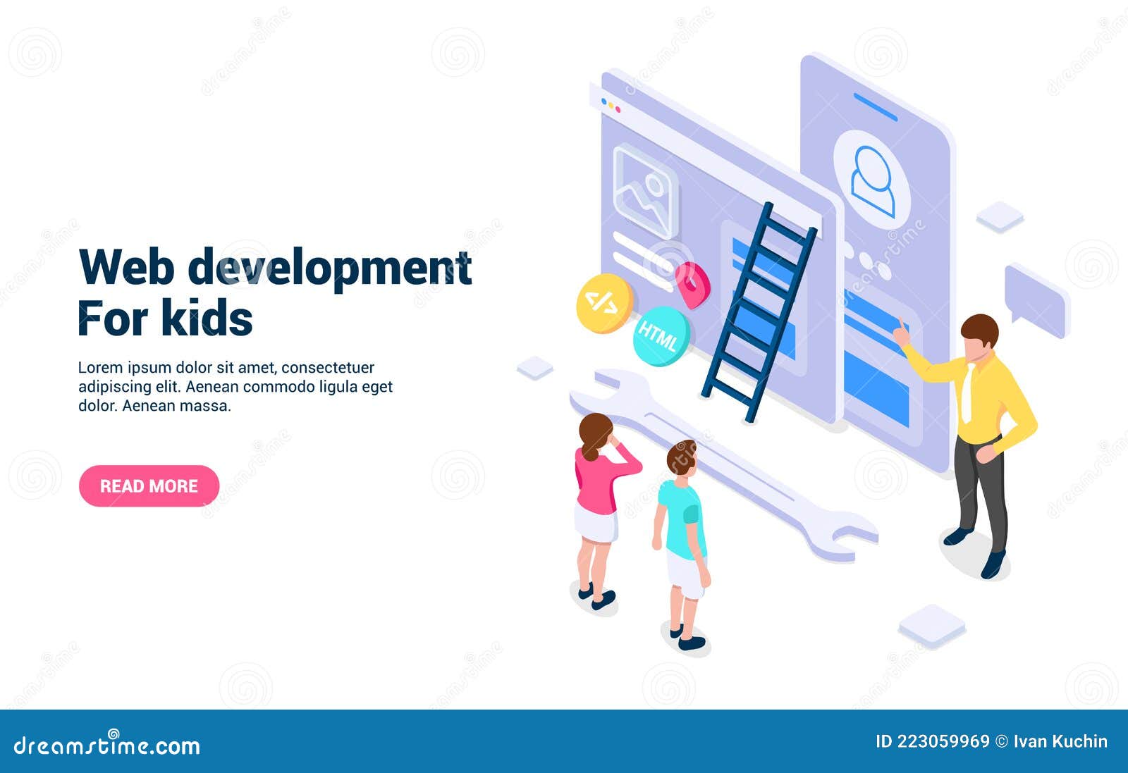 Web development for kids stock vector. Illustration of vector - 223059969