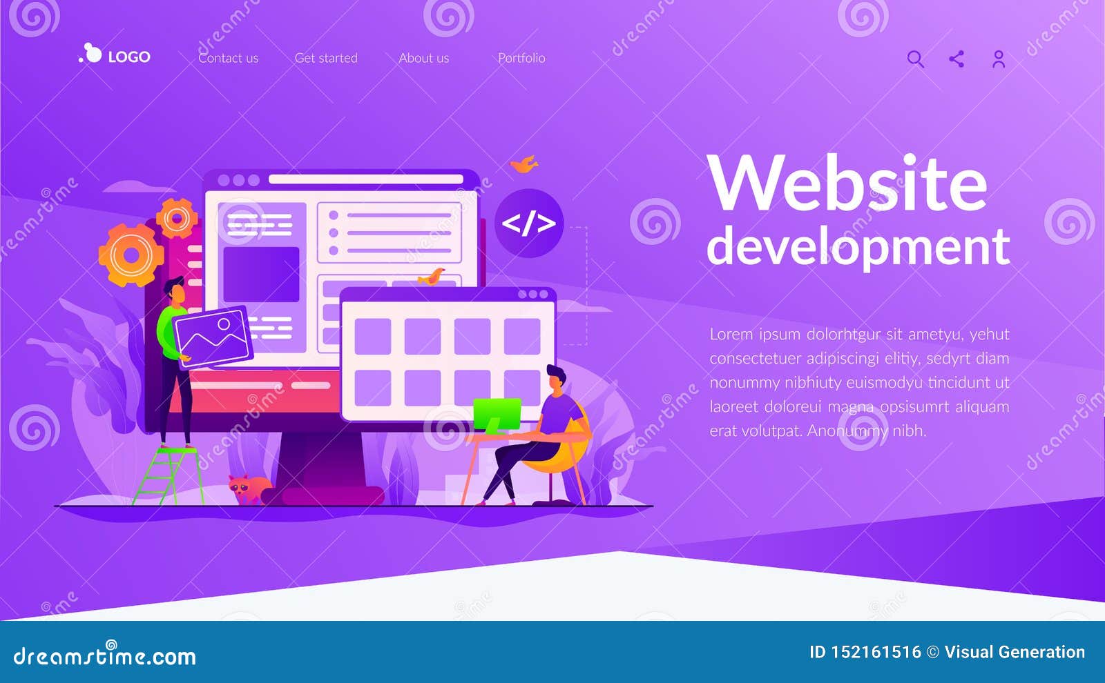 Web Development Landing Page Template Stock Vector - Illustration of site, simple: 152161516