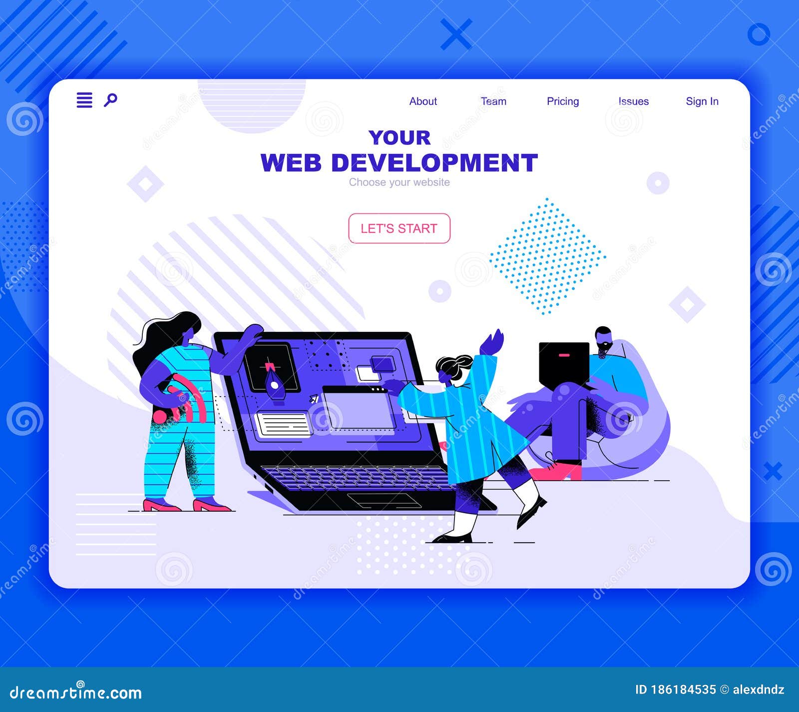 Web Development Landing Page Vector Template. Stock Vector ...