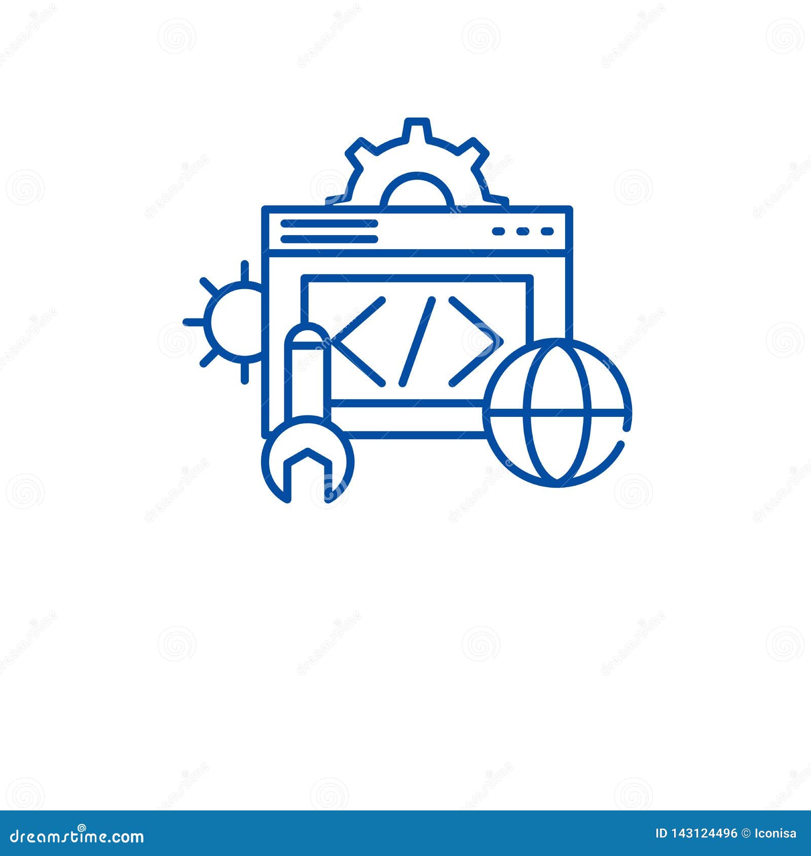 Web Development Line Icon Concept. Web Development Flat Vector Symbol ...