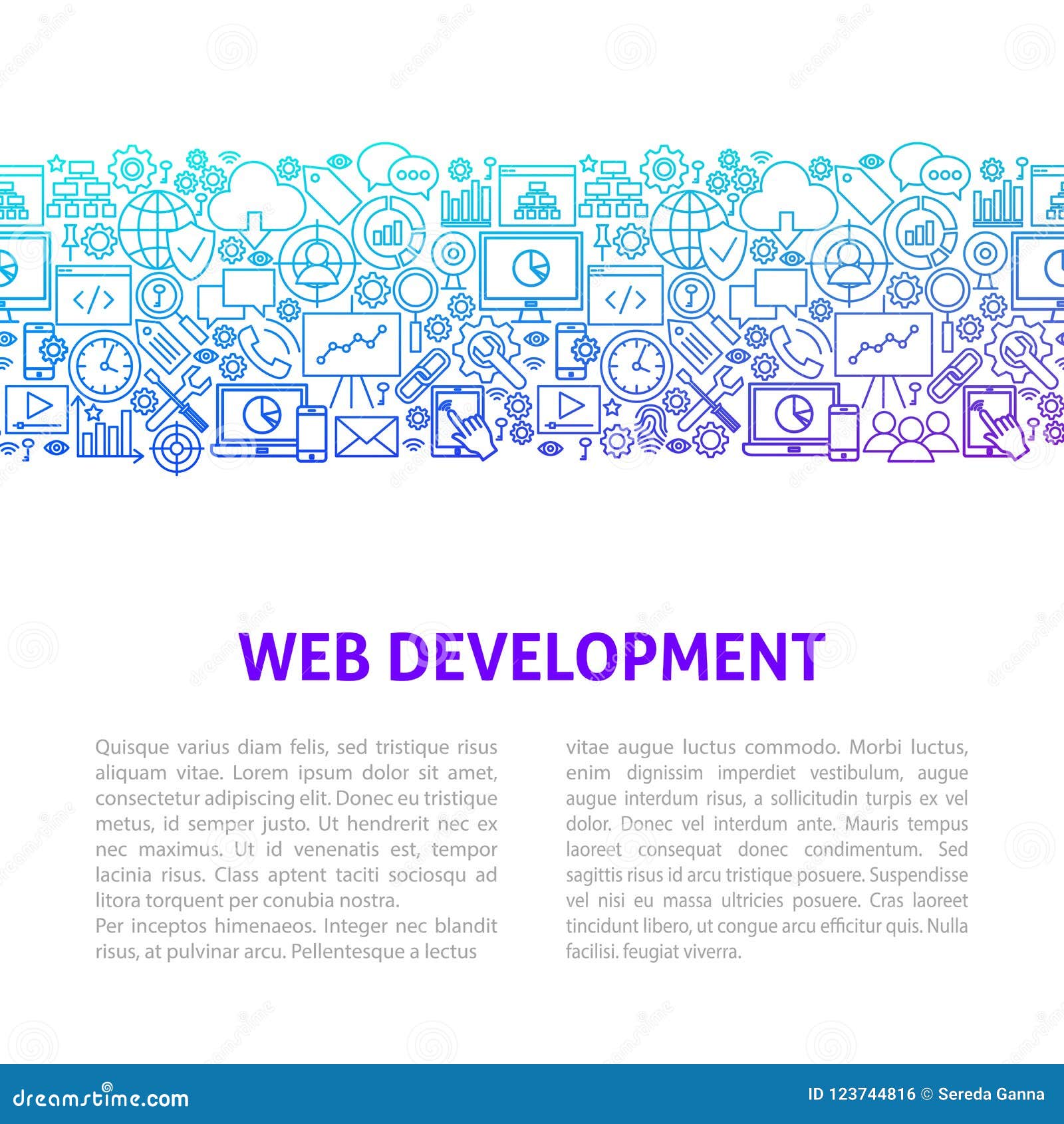 Web Development Line Design Template Stock Vector - Illustration of ...