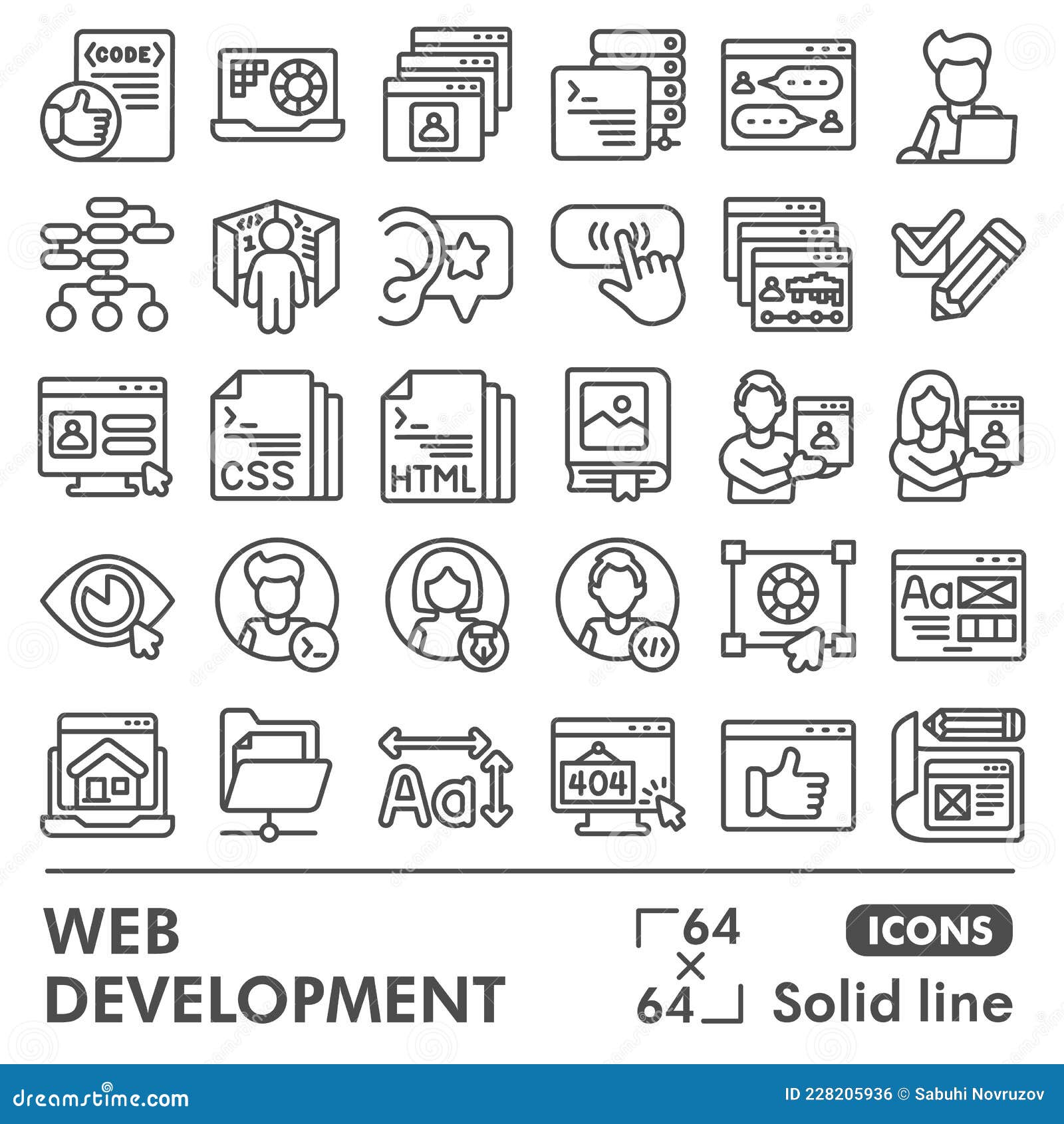 Web Development Line Icon Set Website Design Symbols Collection Or Sketches Coding Solid Line
