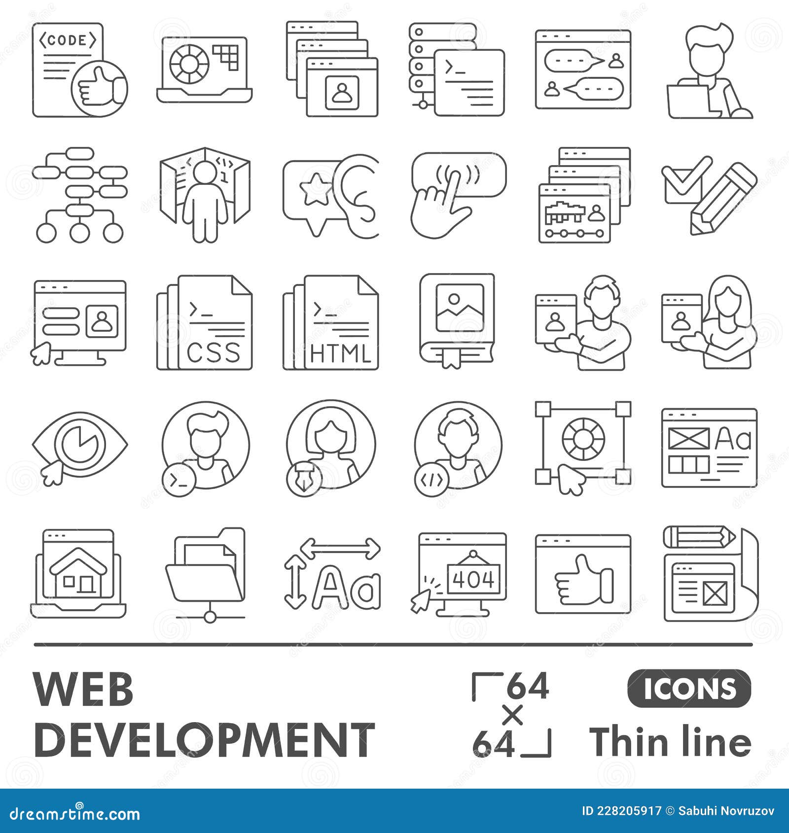Web Development Line Icon Set Website Design Symbols Collection Or Sketches Coding Thin Line