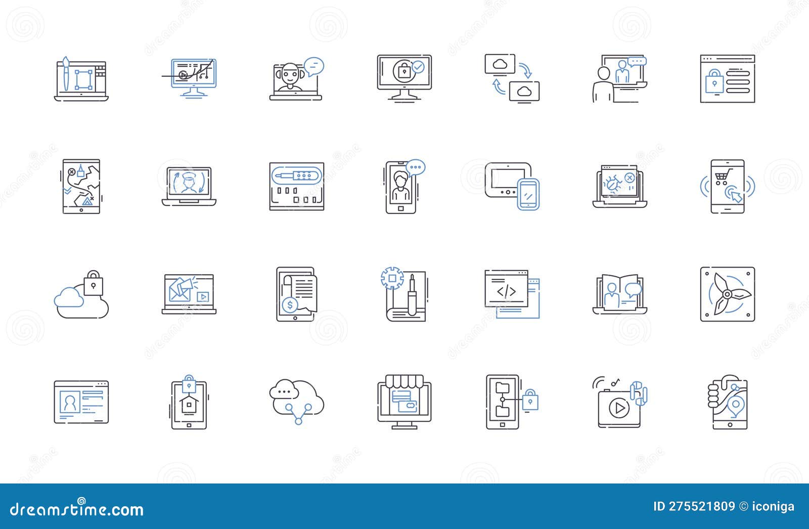 Web Development Line Icons Collection Programming Html Css Javascript Coding Css Grid