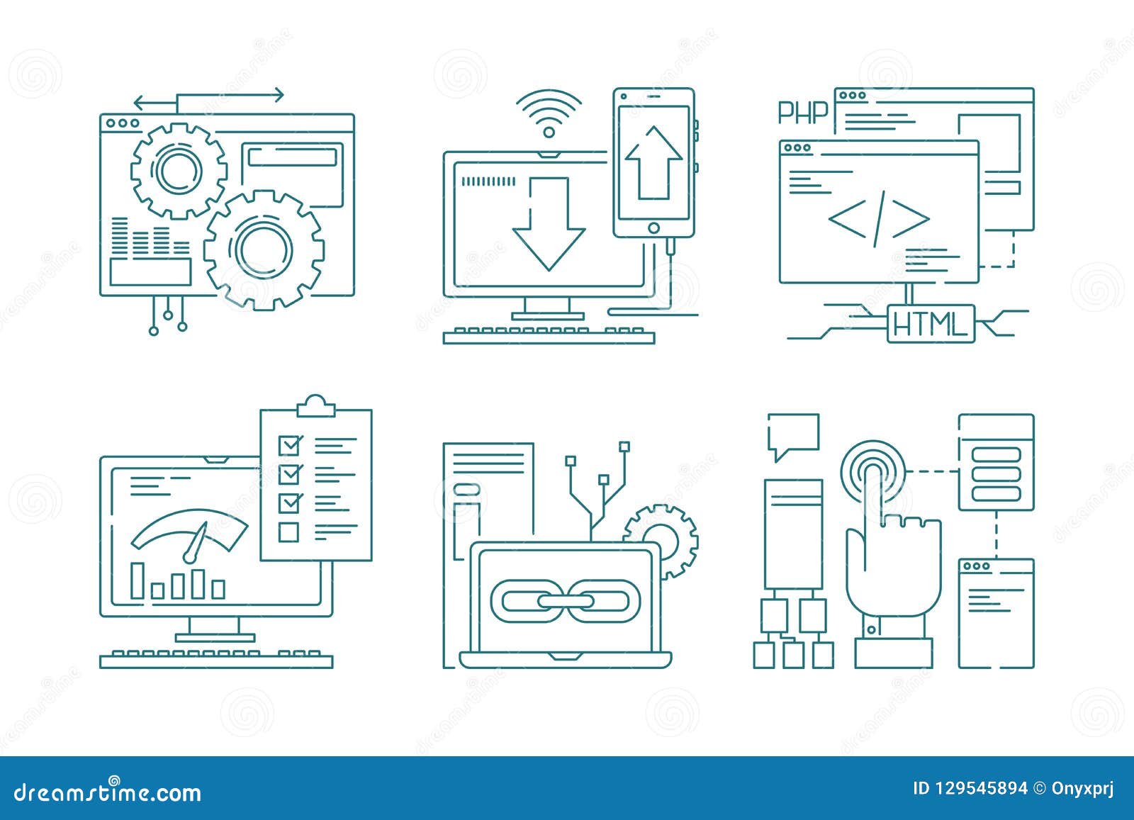 Web Development Line Icon Set Vector Illustration 87751678