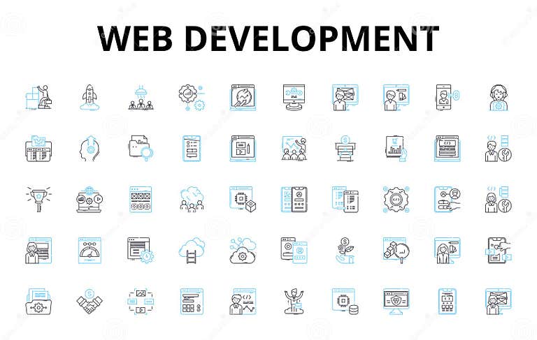 Web Development Linear Icons Set. HTML, CSS, JavaScript, PHP, Python ...