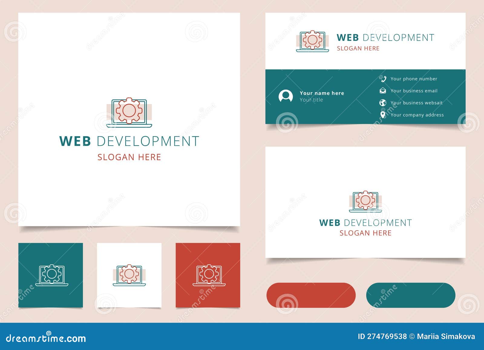 Web Development Logo Design with Editable Slogan. Branding Book and ...