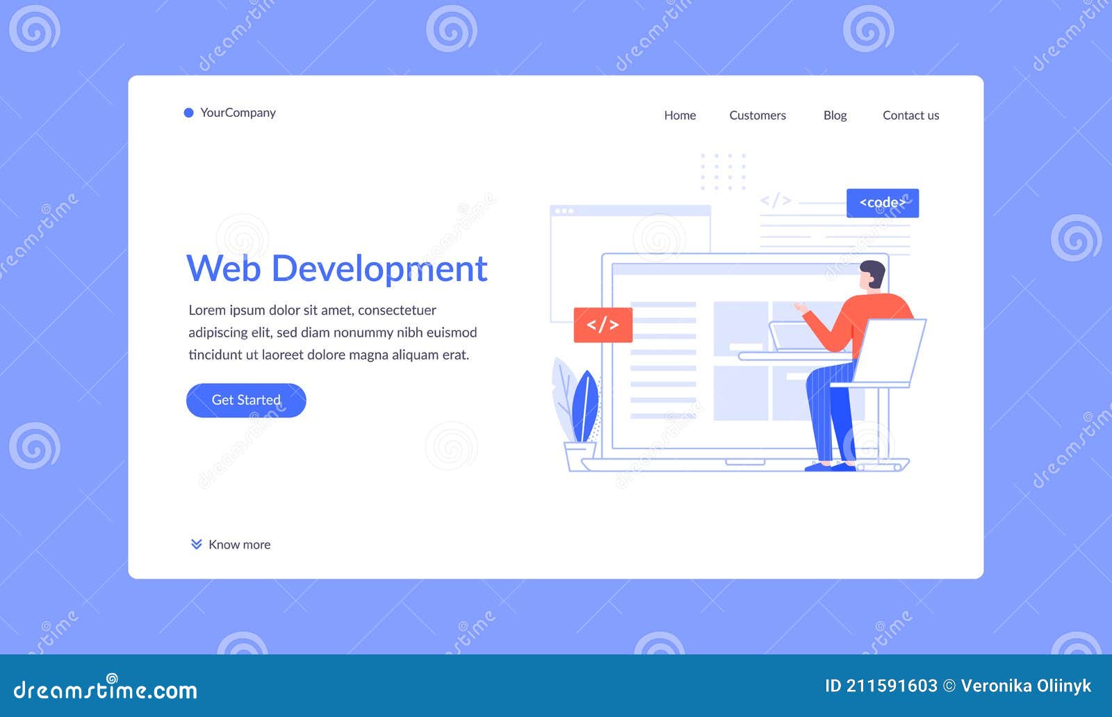 Web Development, Man Coding and Write Script Stock Vector ...