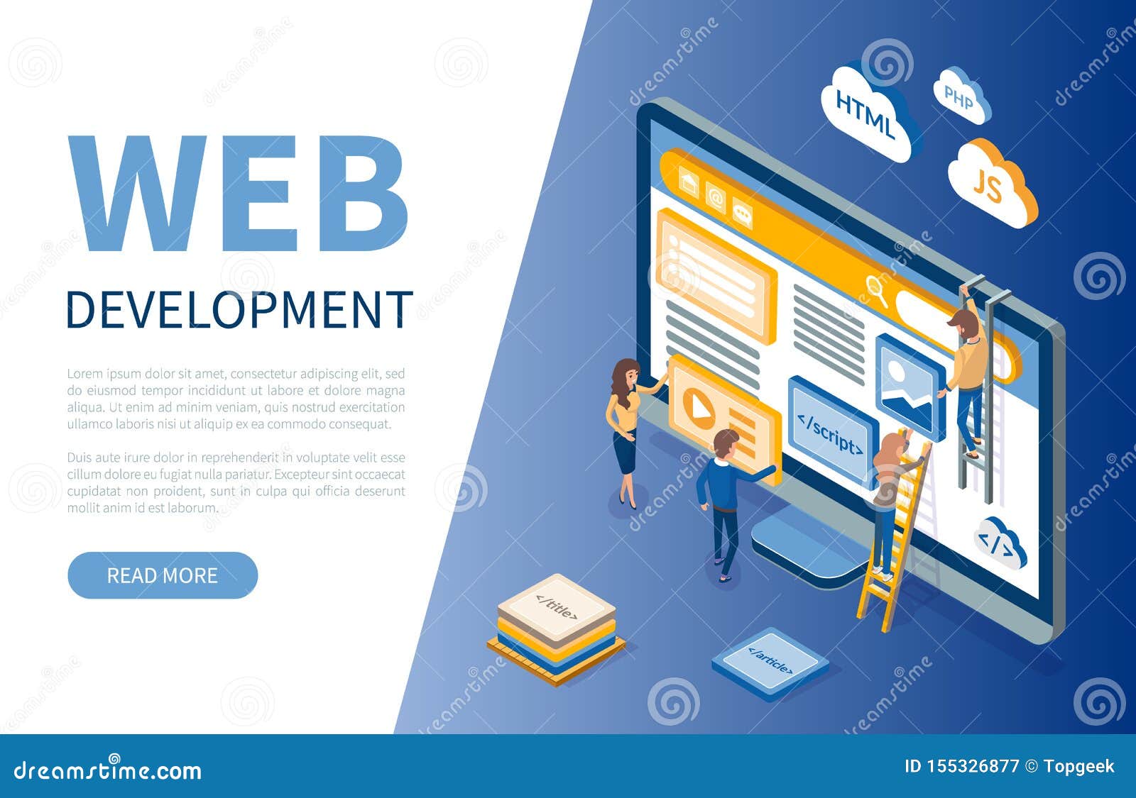 Web Development, Monitor and Workers Developers Stock Vector ...