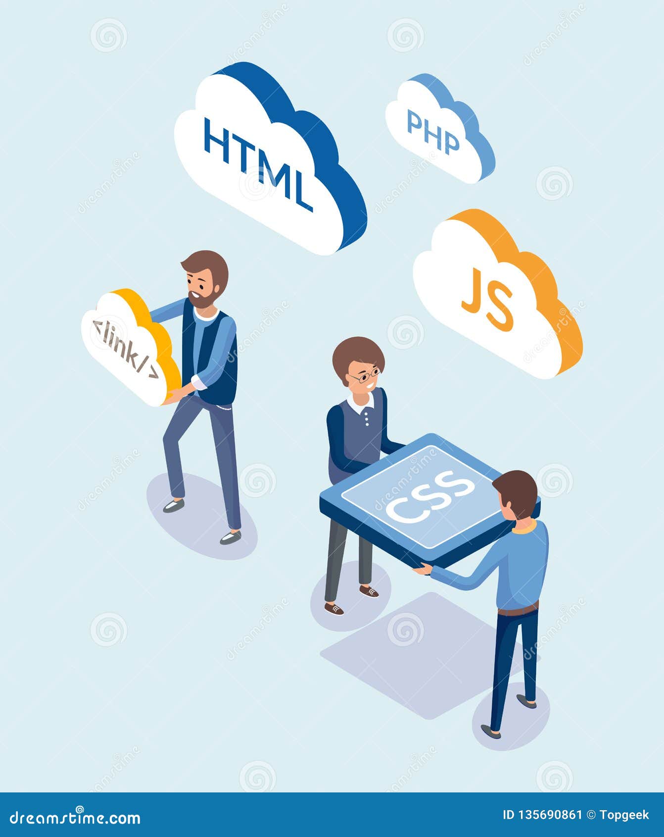 Web Development, People with Coding Languages Stock Vector ...