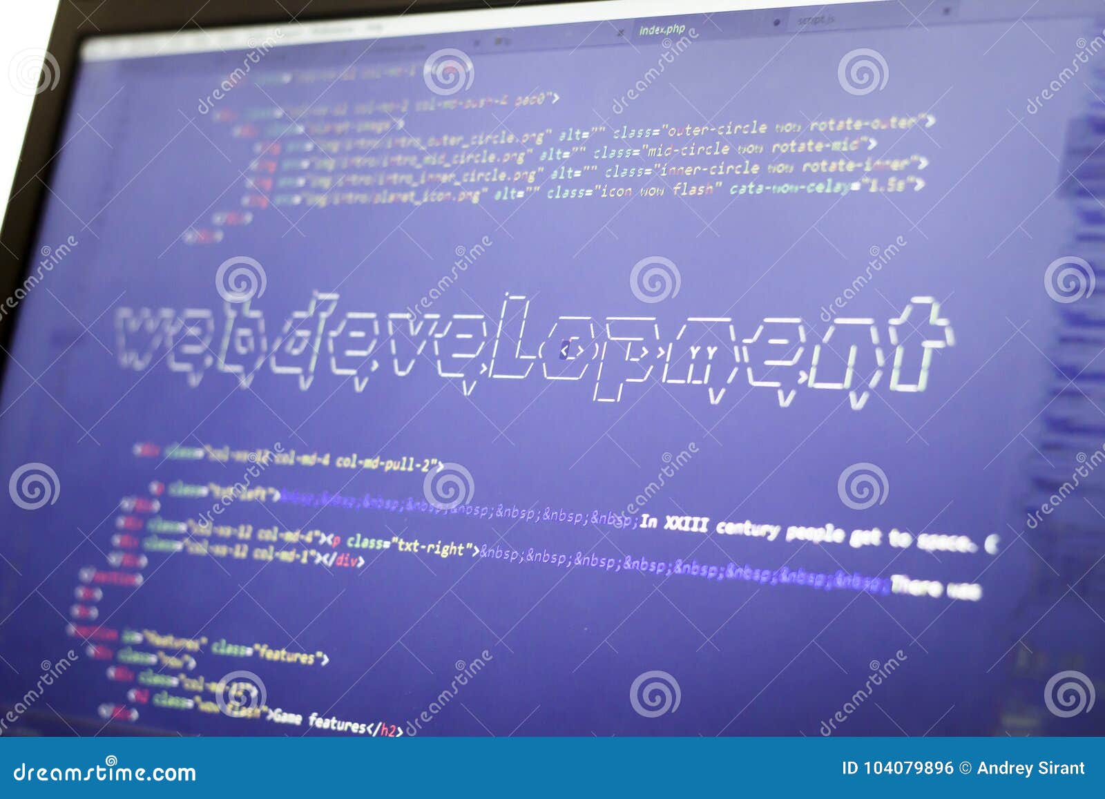 Web Development Phrase ASCII Art Inside Real HTML Code Stock Photo ...