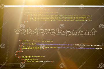 Web Development Phrase ASCII Art Inside Real HTML Code Stock Photo - Image of html, display ...