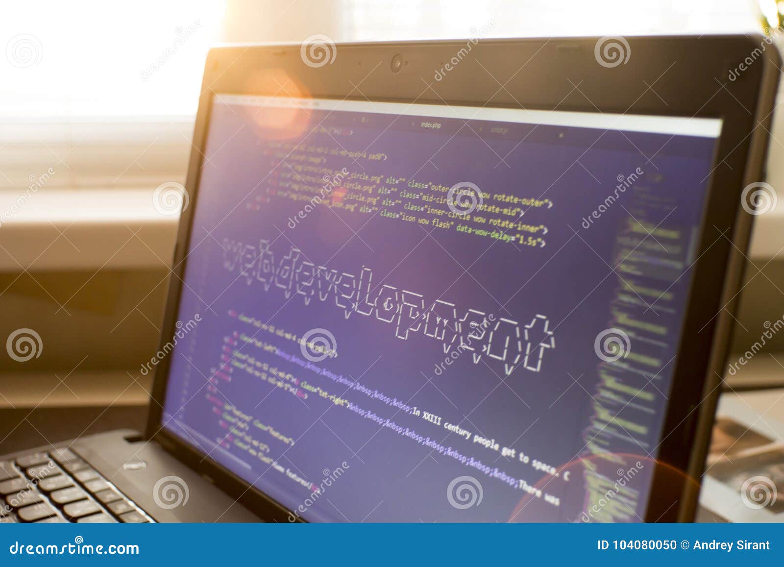 Web Development Phrase ASCII Art Inside Real HTML Code Stock Photo ...