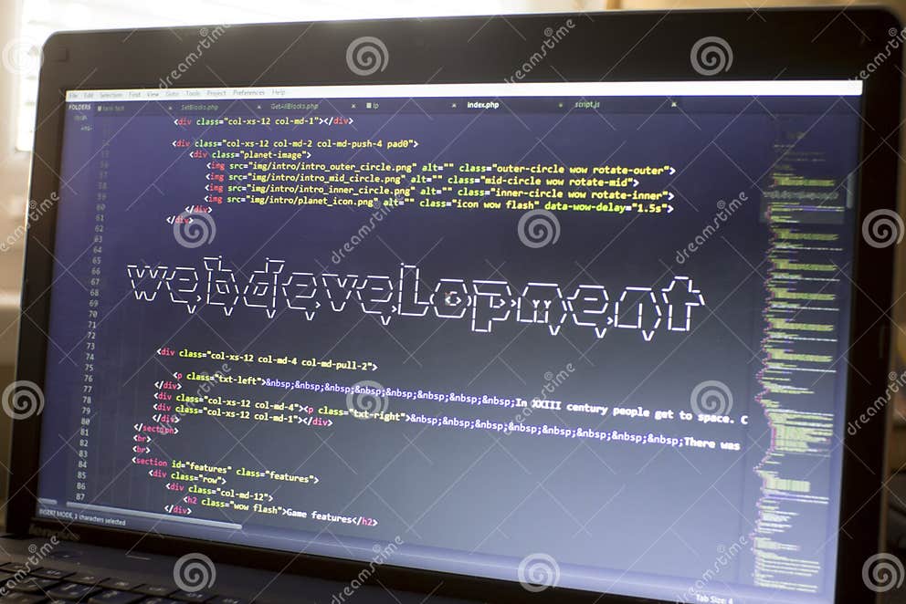 Web Development Phrase ASCII Art Inside Real HTML Code Stock Photo - Image of display ...