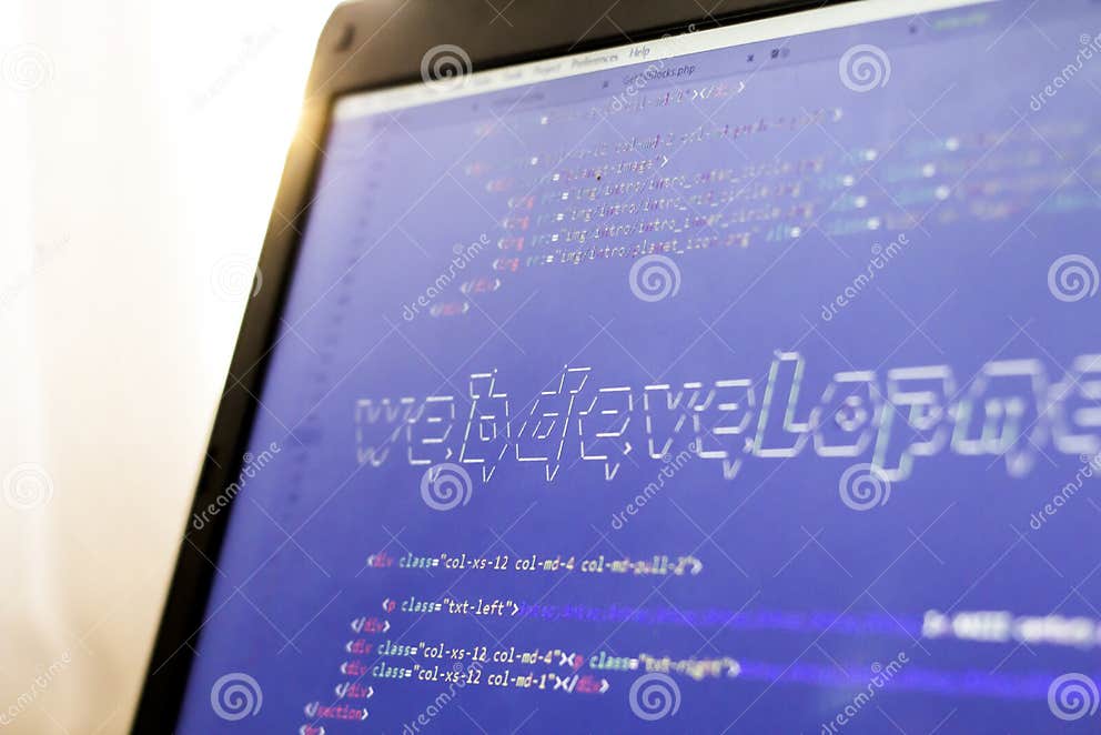 Web Development Phrase ASCII Art Inside Real HTML Code Stock Image - Image of code, internet ...