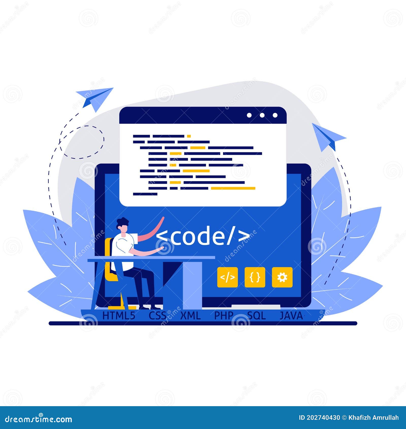 Web Development, Programming and Coding Concept with Character. Programmers with Laptop Coding ...